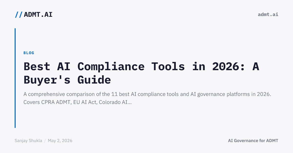 Best AI Compliance Tools in 2026: A Buyer's Guide — ADMT.ai